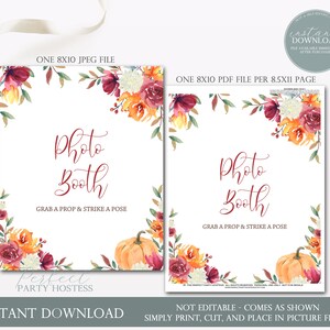 Photo Booth Sign, Fall Photo Booth Sign, Photo Booth Printable, Photo ...