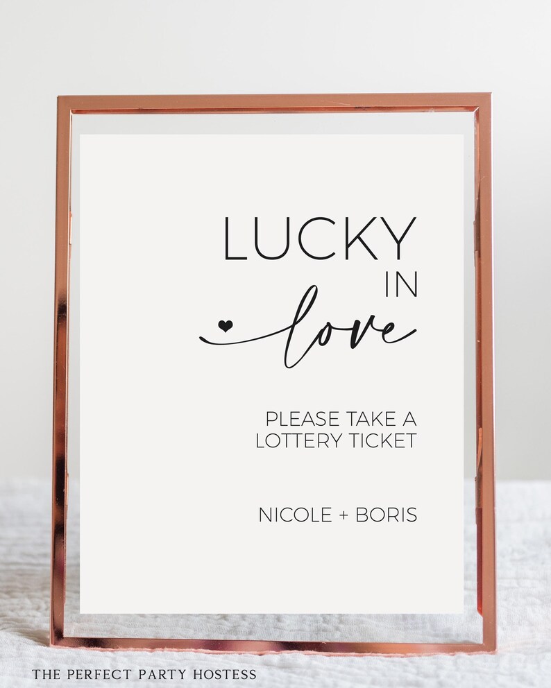 8X10 Lucky in Love Sign, Wedding Lottery Ticket Sign, Lottery Favors ...