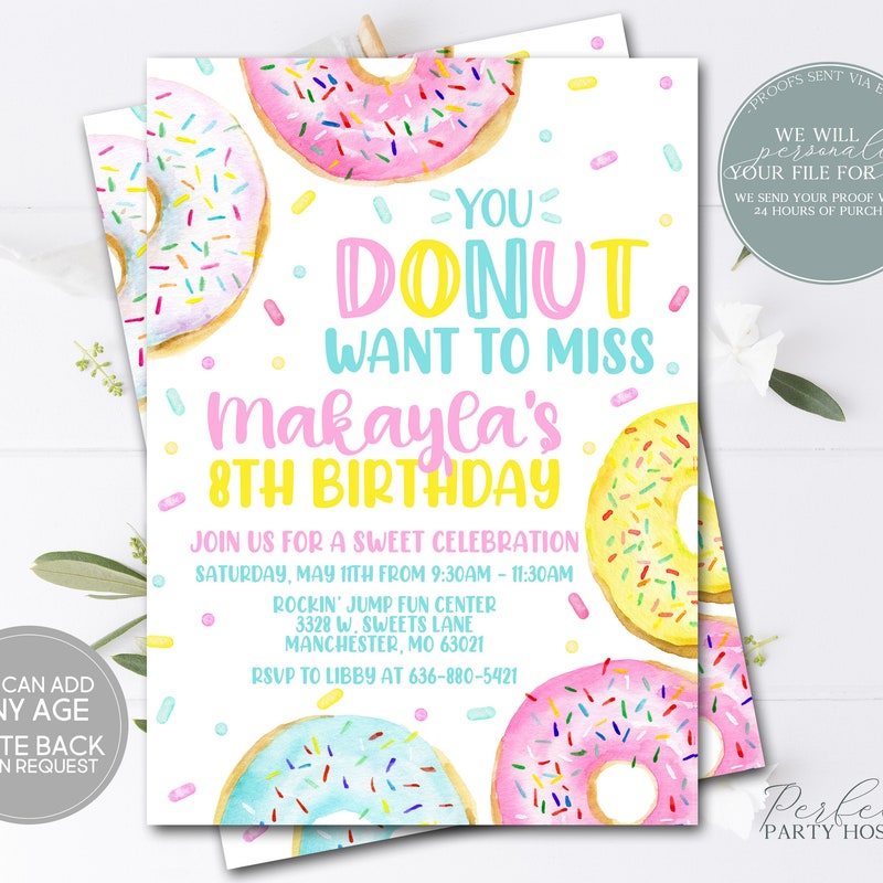 Donut Party Invitations - Etsy
