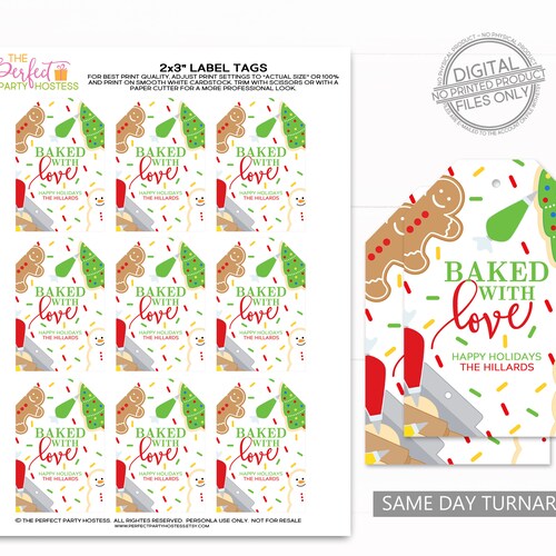 CUSTOMIZABLE Christmas Cookie Gift Tag Baked With Love - Etsy
