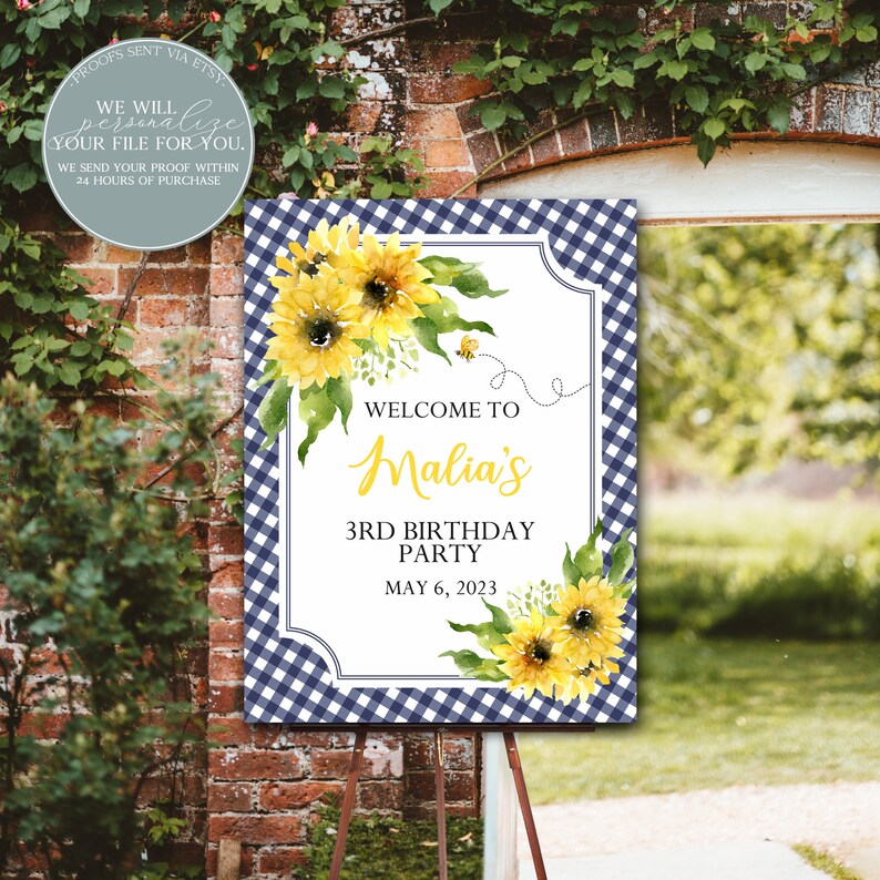Sunflower Birthday Party Welcome Sign Sunflower Welcome Sign Little ...