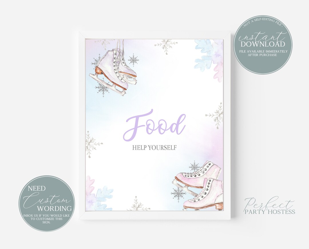 Food Table Sign Printable Ice Skating Birthday Party Food Table Sign ...