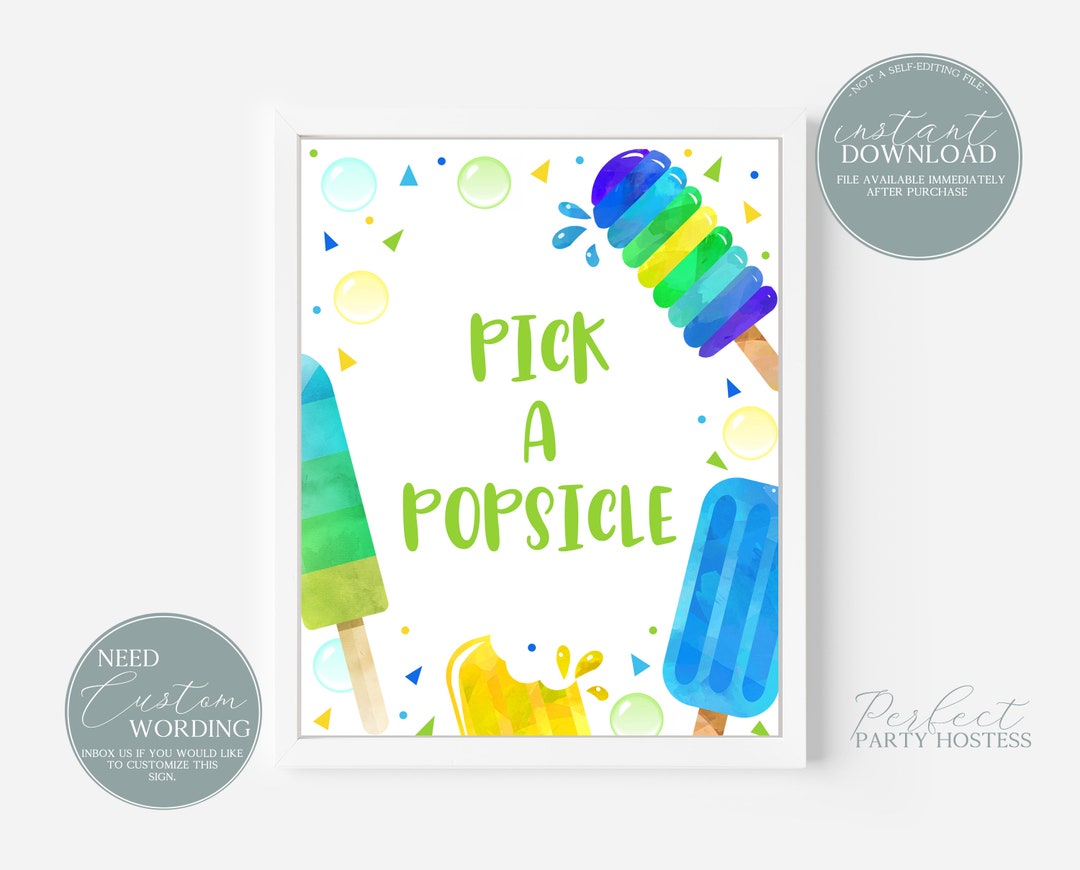 Popsicle Party Treat Sign Please Take a Popsicle Popsicle Birthday ...