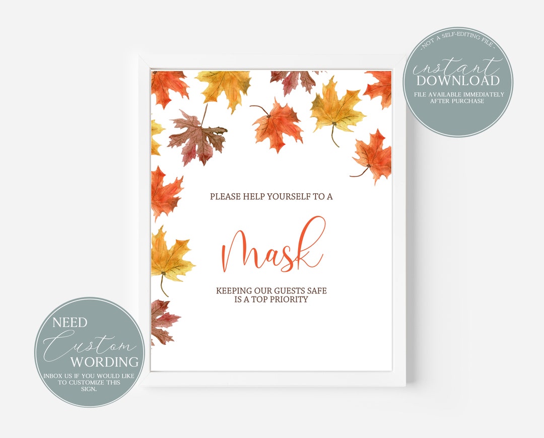 Printable Face Mask Sign, Face Mask Baby Shower Sign, Wear a Mask Sign ...