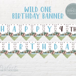 Wild One Grizzly Bear Birthday Banner Wild One Printable Banner ...