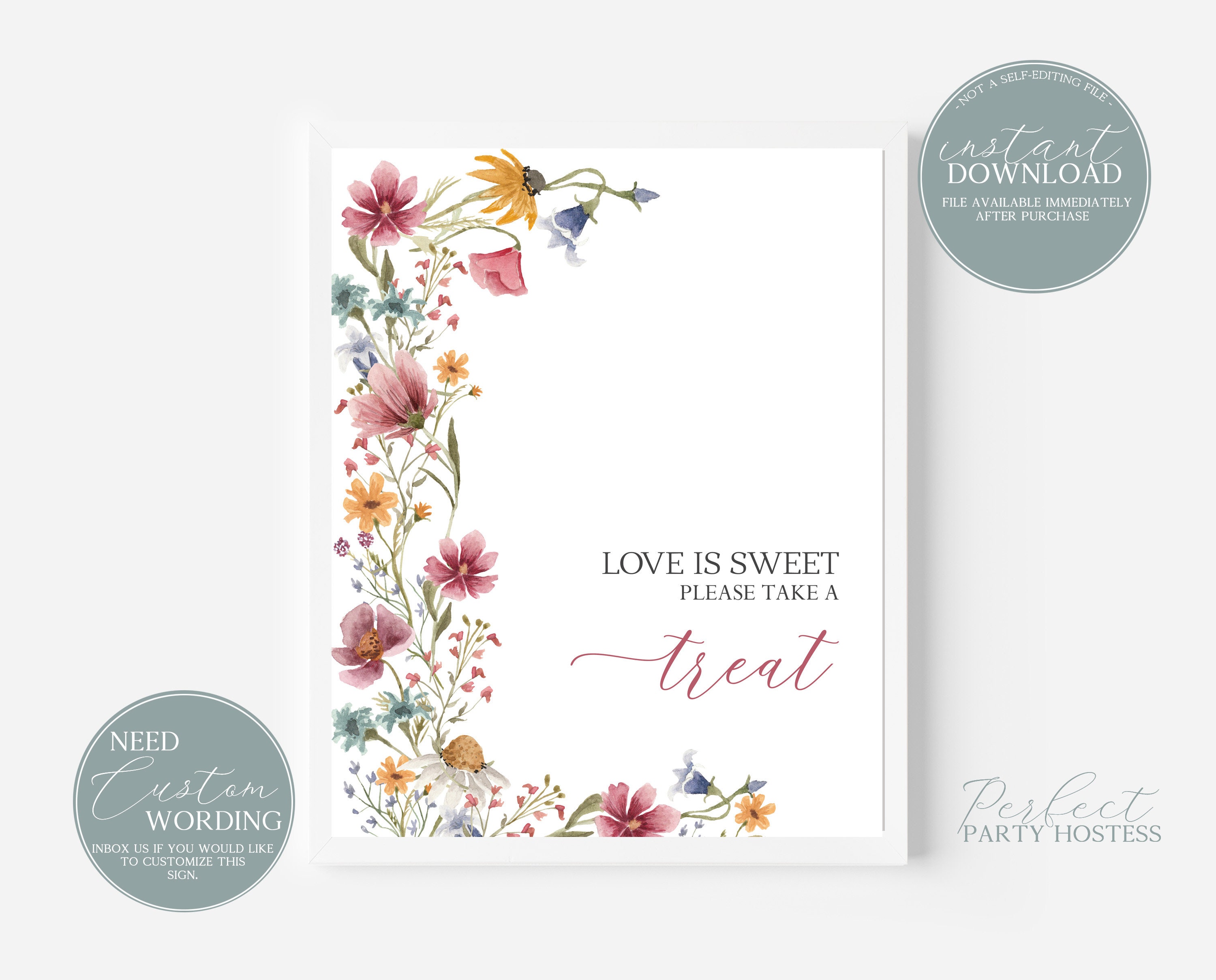 8x10 Printable Treat Sign, Love is Sweet Please Take a Treat, Sweet ...