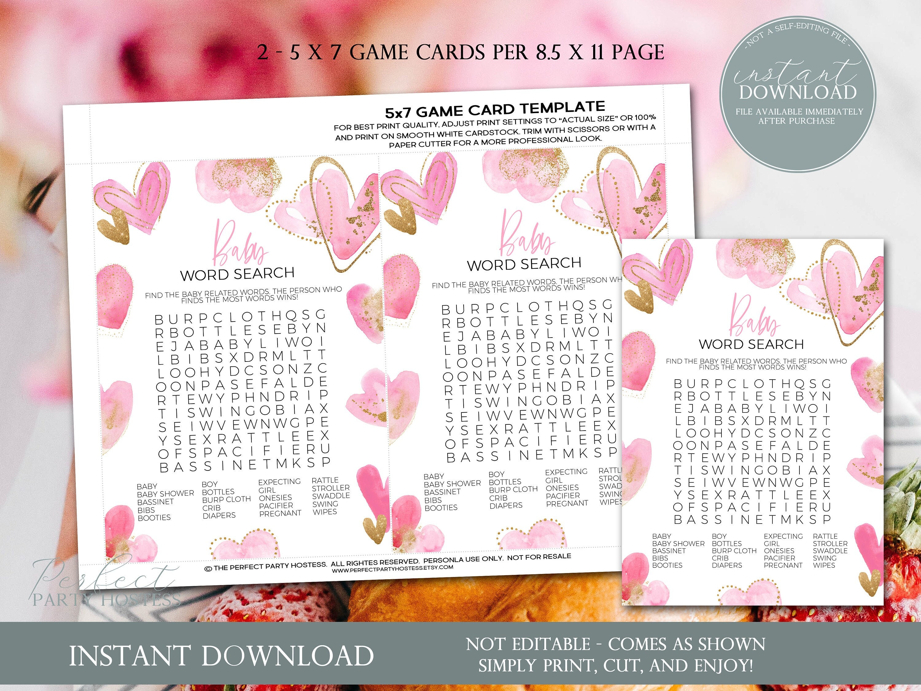 Baby Shower Word Search Game, Baby Shower Games, Baby Word Search, Word ...