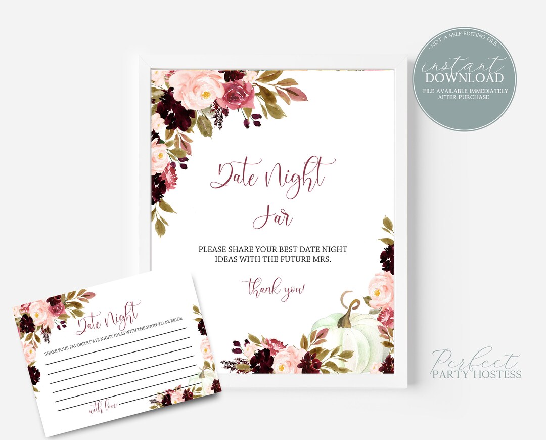 Date Night Jar Sign, Date Night Ideas, Printable Date Night Sign ...