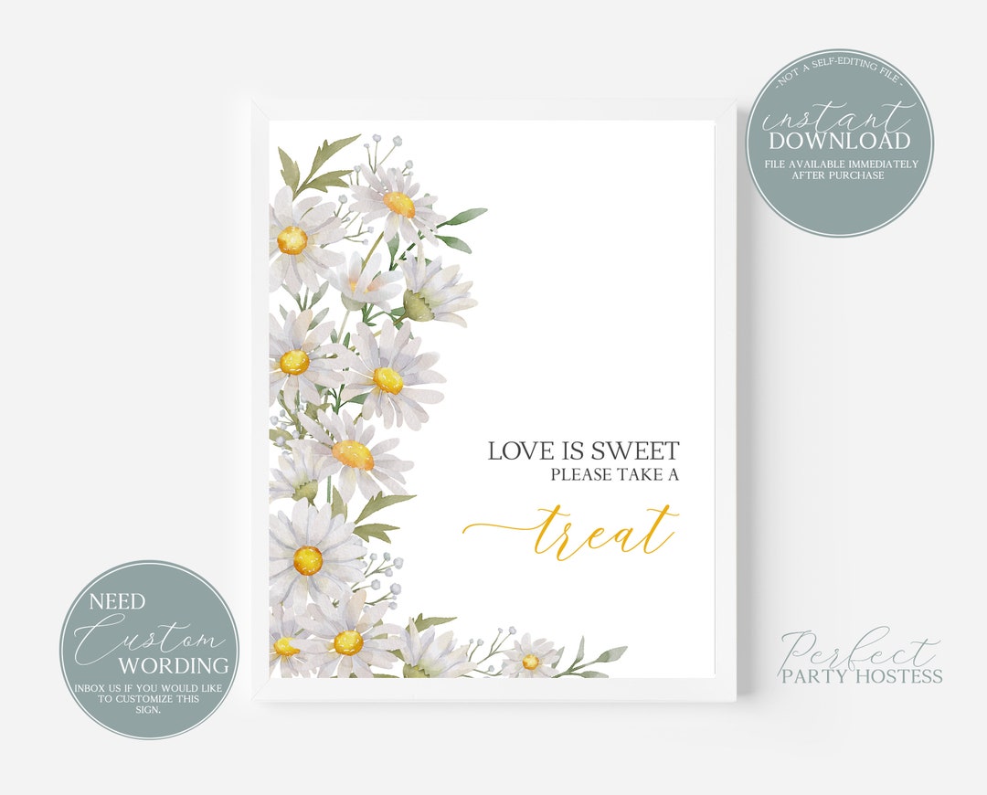 8x10 Printable Treat Sign, Love is Sweet Please Take a Treat, Sweet ...