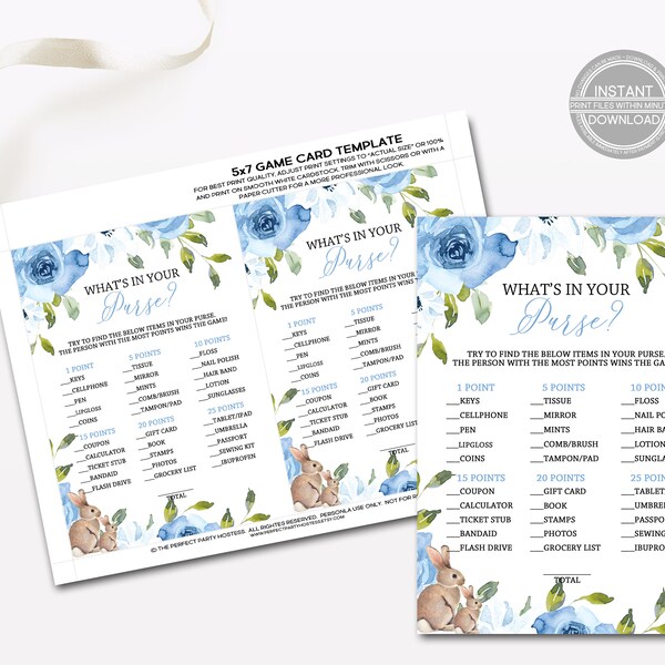 Whats in Your Purse Baby Shower Game - Etsy