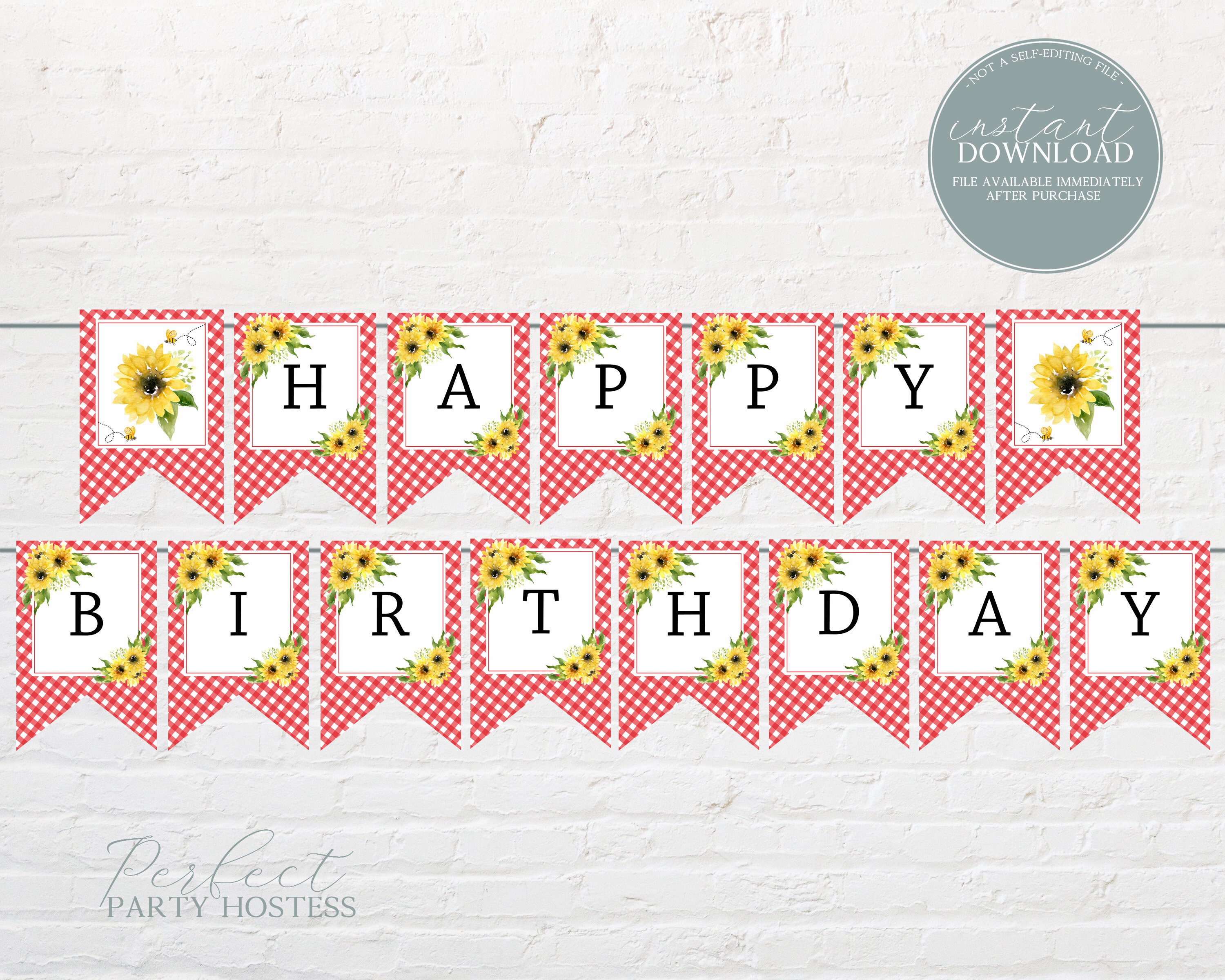 Sunflower HAPPY BIRTHDAY Banner Little Sunflower Birthday Party ...