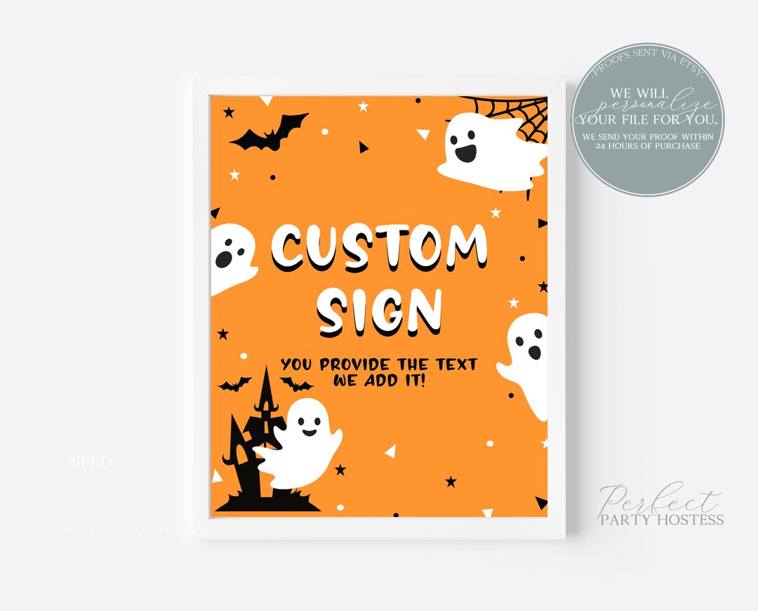 Custom Halloween Party Sign Custom Halloween Birthday Party Sign ...