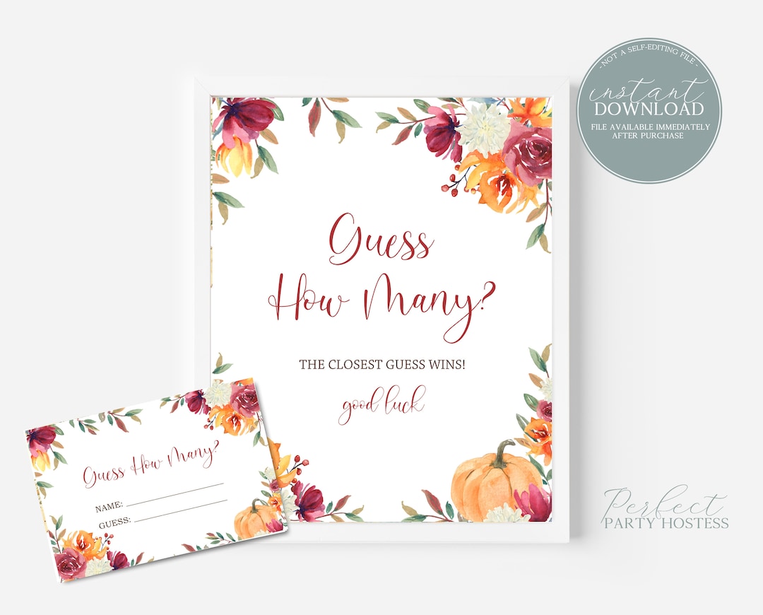 Guess How Many Sign and Cards Guess How Many How Many Bridal Shower ...