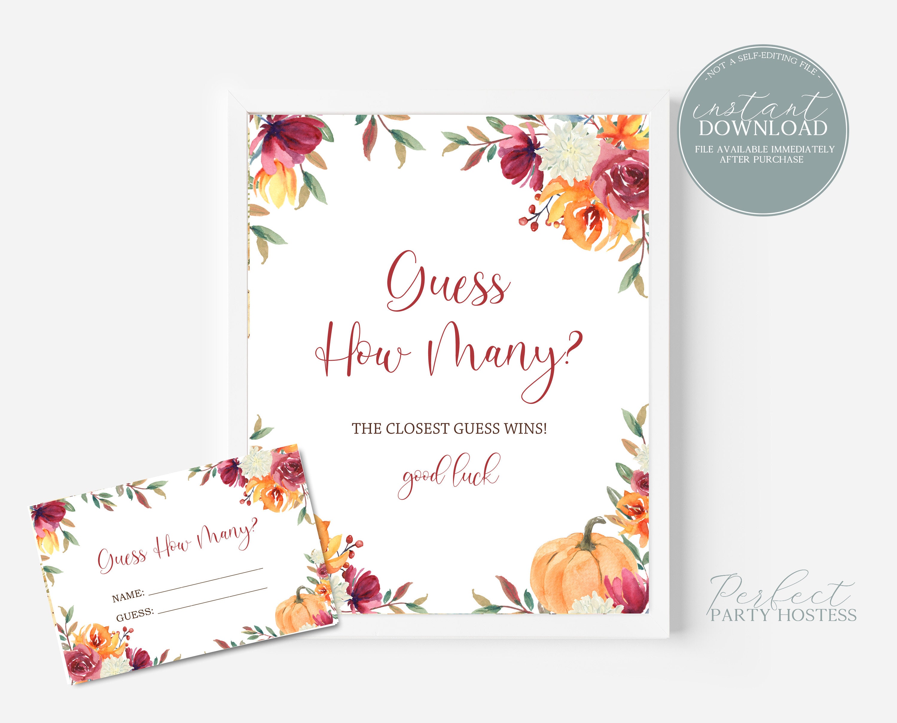 Guess How Many Sign and Cards Guess How Many How Many Bridal Shower ...