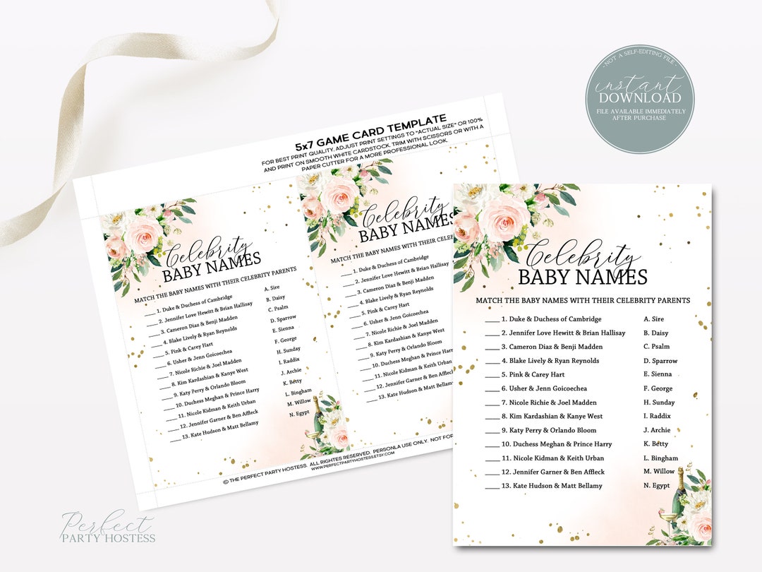 Celebrity Baby Name Game, Guess the Celebrity Baby Name, Printable ...