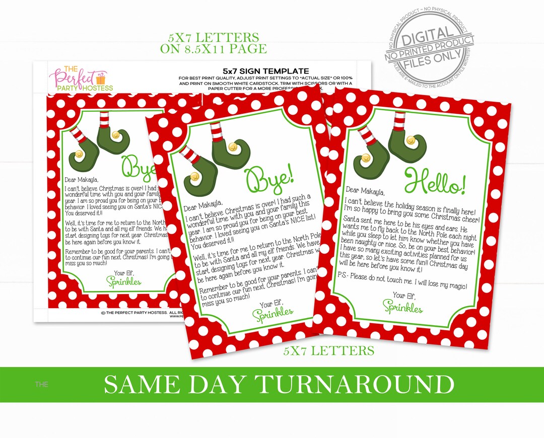 Printable Elf Letters, Elf Welcome Letter, Elf Goodbye Letter, Elf ...