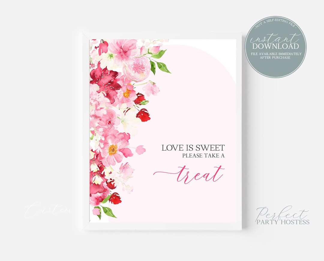 8x10 Printable Treat Sign, Love is Sweet Please Take a Treat, Sweet ...