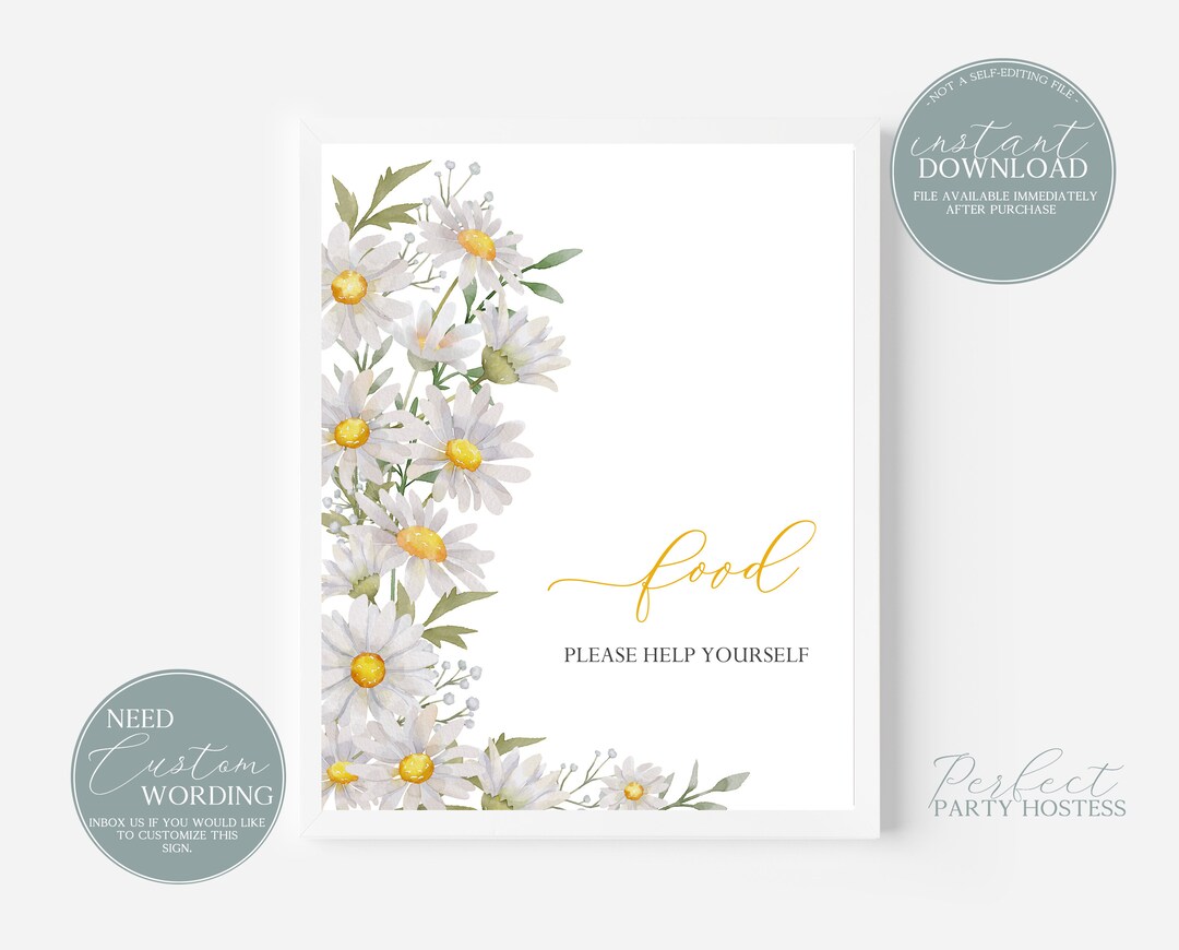 Food Table Sign Printable, Floral Food Table Sign, Baby Shower Sign ...