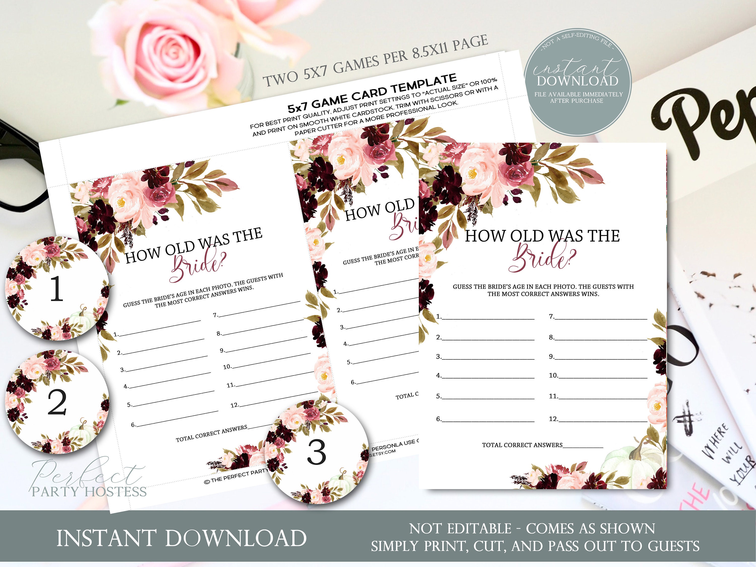 How Old Was the Bride Game, Bridal Shower Age Game, Guess the Age of ...