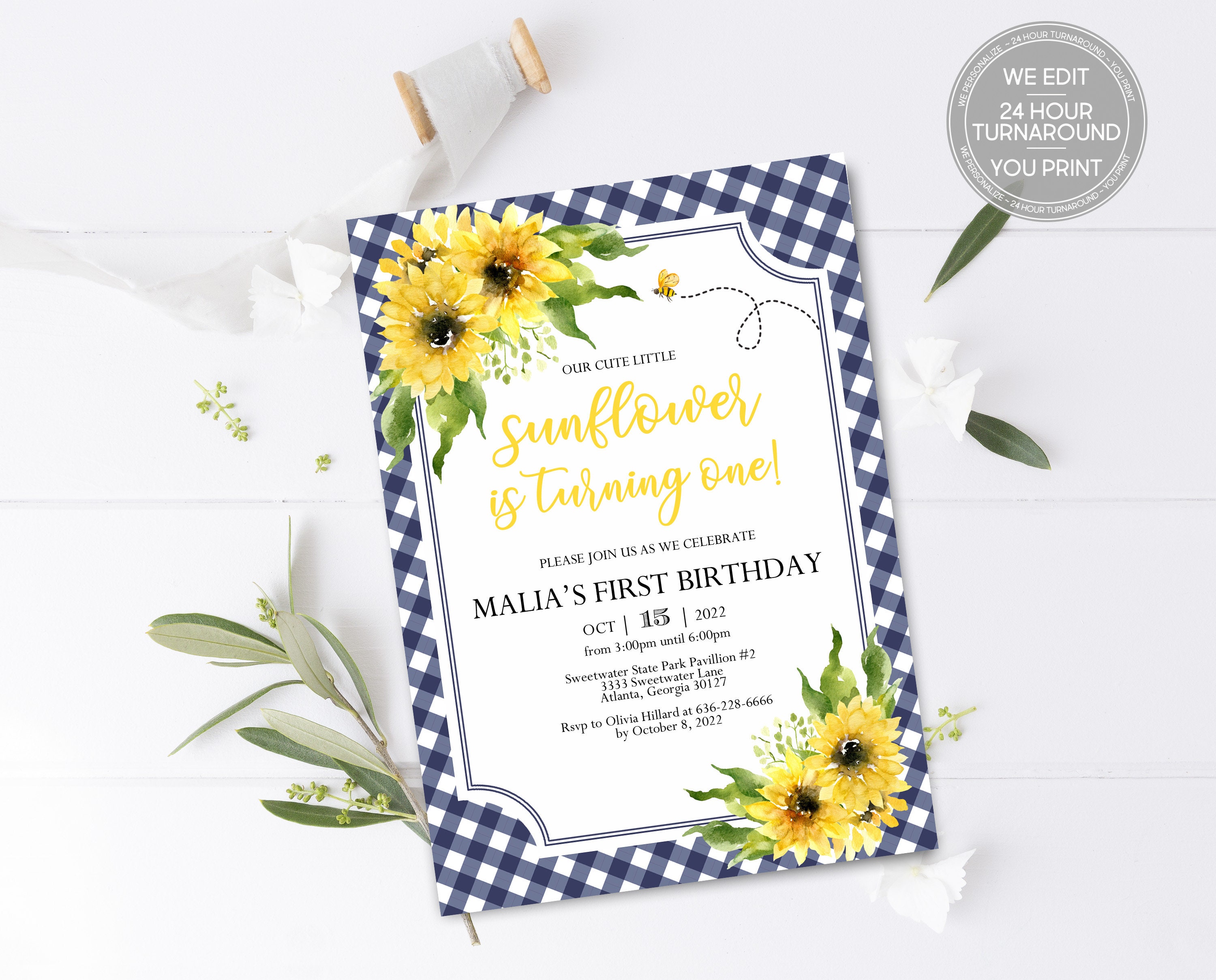 Sunflower HAPPY BIRTHDAY Banner Little Sunflower Birthday Party ...