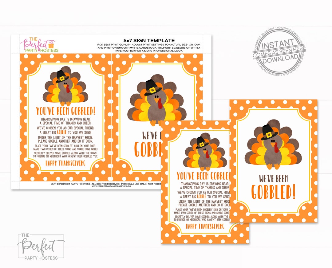 You've Been Gobbled Sign, Printable You've Been Gobbled, We've Been ...