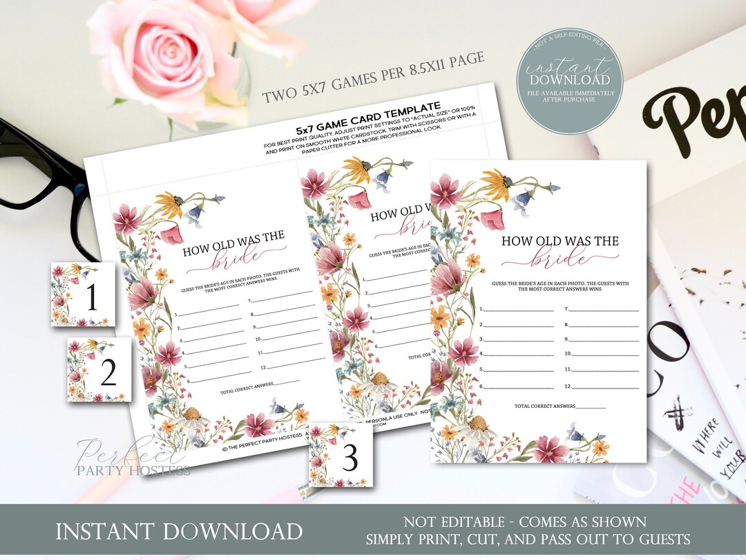 How Old Was the Bride Game, Bridal Shower Age Game, Guess the Age of ...