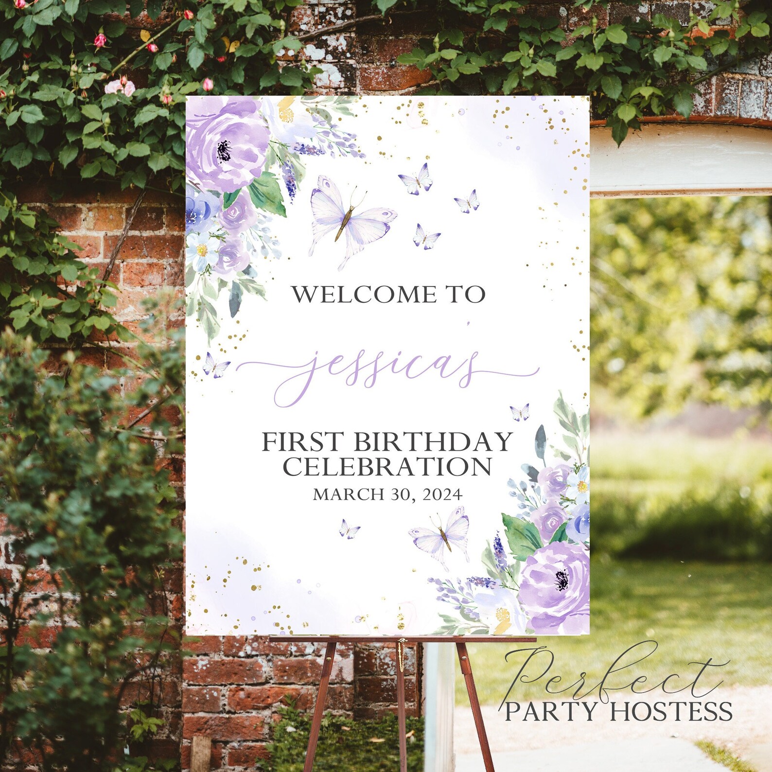 Butterfly Birthday Party Welcome Sign, Spring Birthday Party Welcome ...
