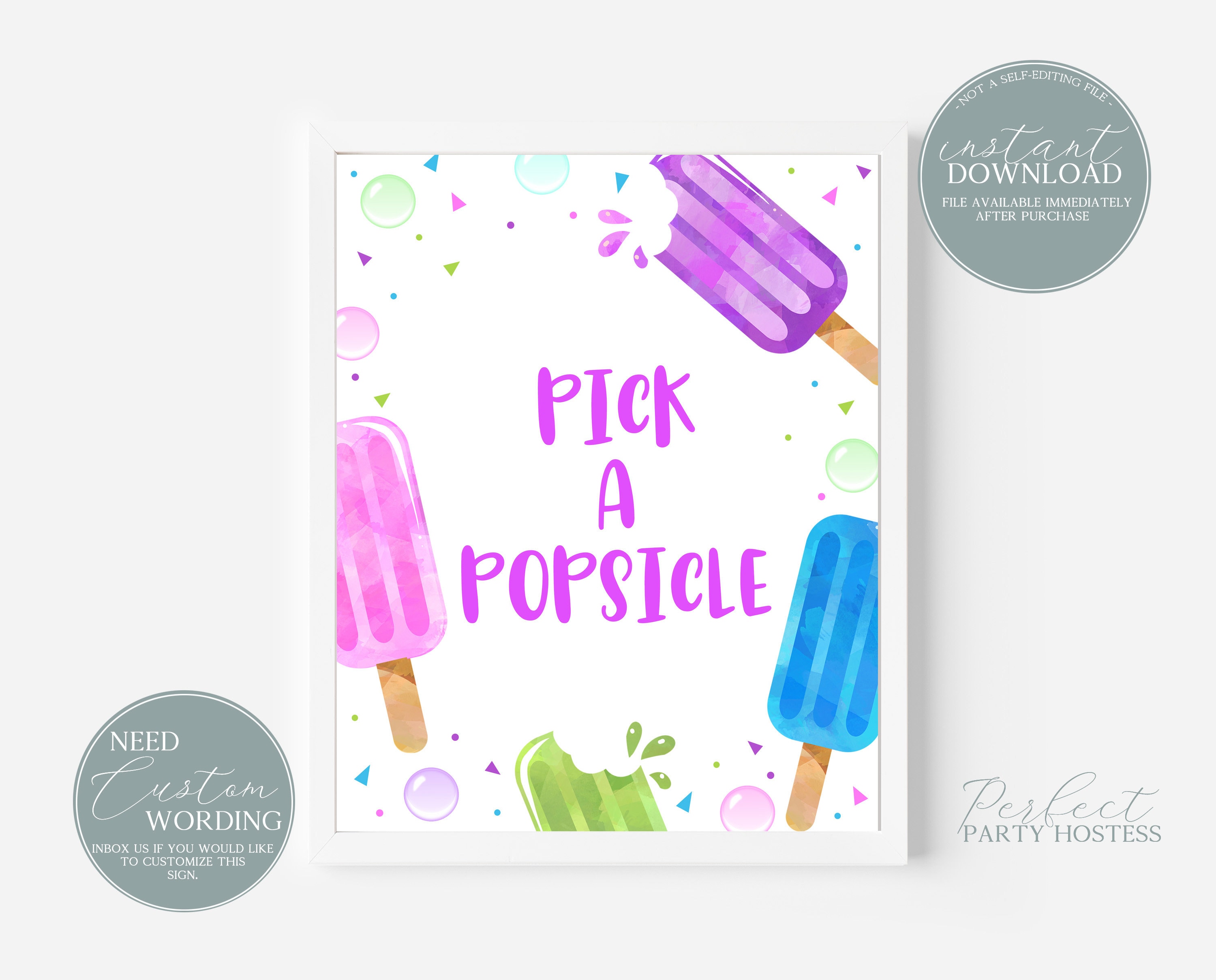 Popsicle Party Treat Sign Please Take a Popsicle Popsicle Birthday ...