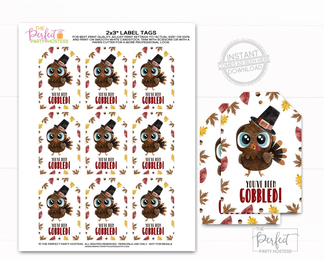 You've Been Gobbled Tags, Printable You've Been Gobbled, Printable You ...