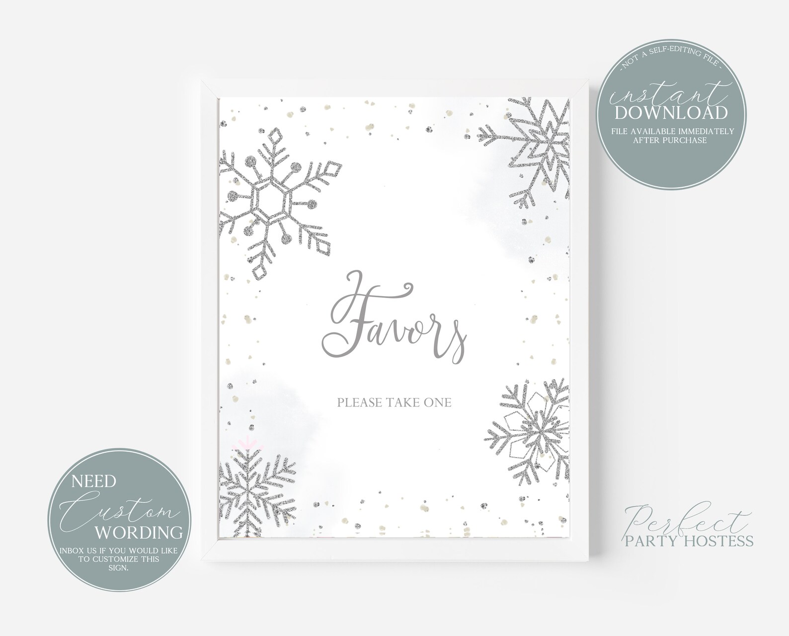 Printable Snowflake Favor Sign Favor Table Sign Little - Etsy