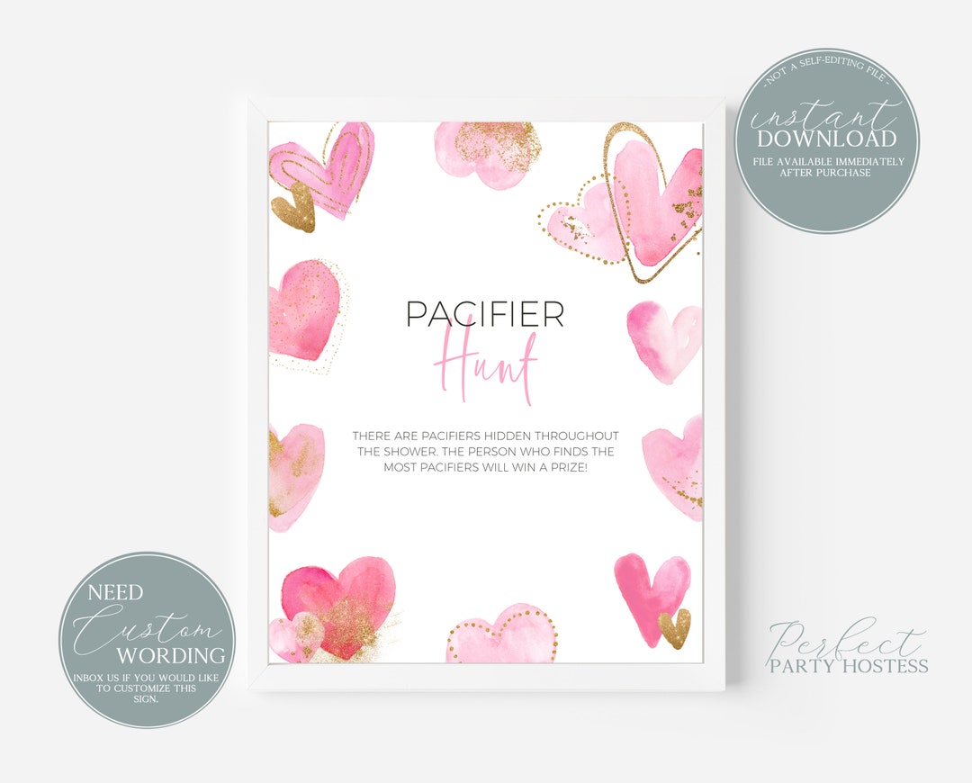8x10 Pacifier Hunt Game Sign, Find the Pacifier Baby Shower Game, Baby ...