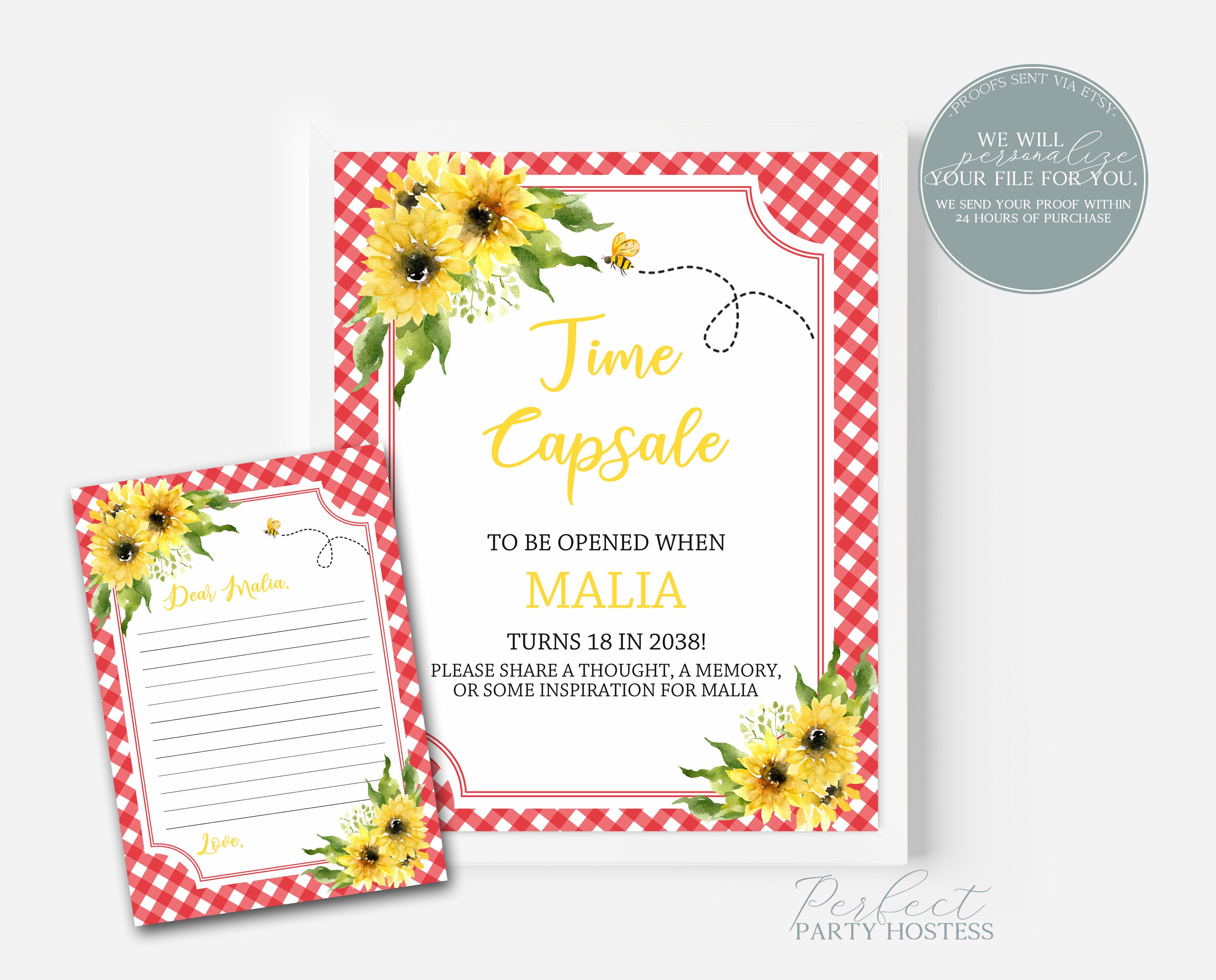 Time Capsule Birthday Party Sign, Time Capsule, Sunflower Birthday ...
