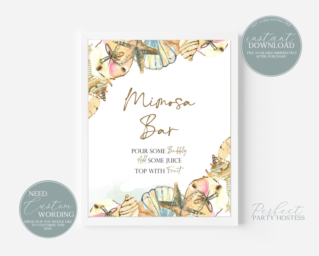 8x10 Mimosa Bar Sign Beach Theme Mimosa Bar Sign Drinks Table Sign ...