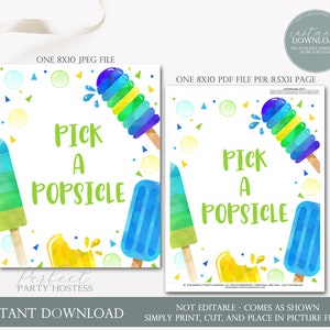 Popsicle Party Treat Sign Please Take a Popsicle Popsicle Birthday ...