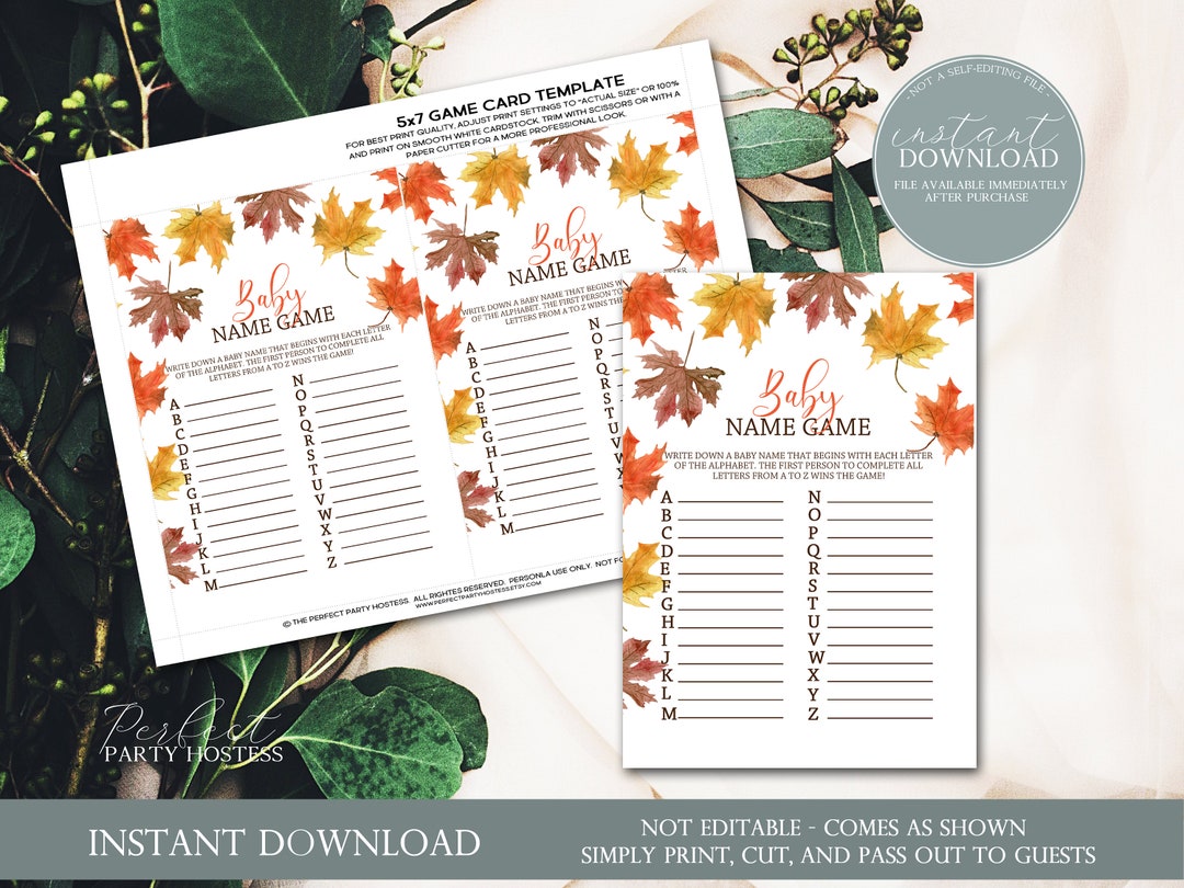 Baby Shower Baby Name Game, Baby Shower Games, Baby Name Game, Baby ...