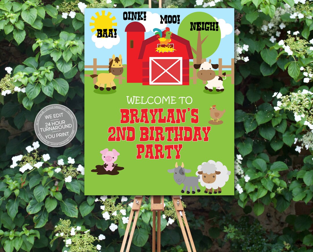 Farm Birthday Party Welcome Sign Farm Welcome Sign Barnyard Birthday ...