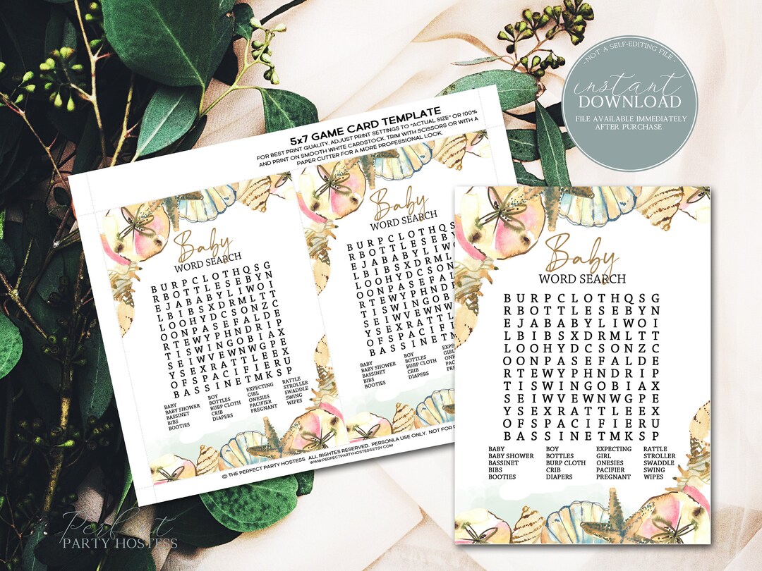 Baby Word Search Game, Baby Shower Word Search Game, Printable Baby ...