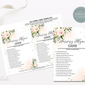 Baby Shower Nursery Rhyme Game, Nursery Rhyme Quiz, Printable Baby Game ...