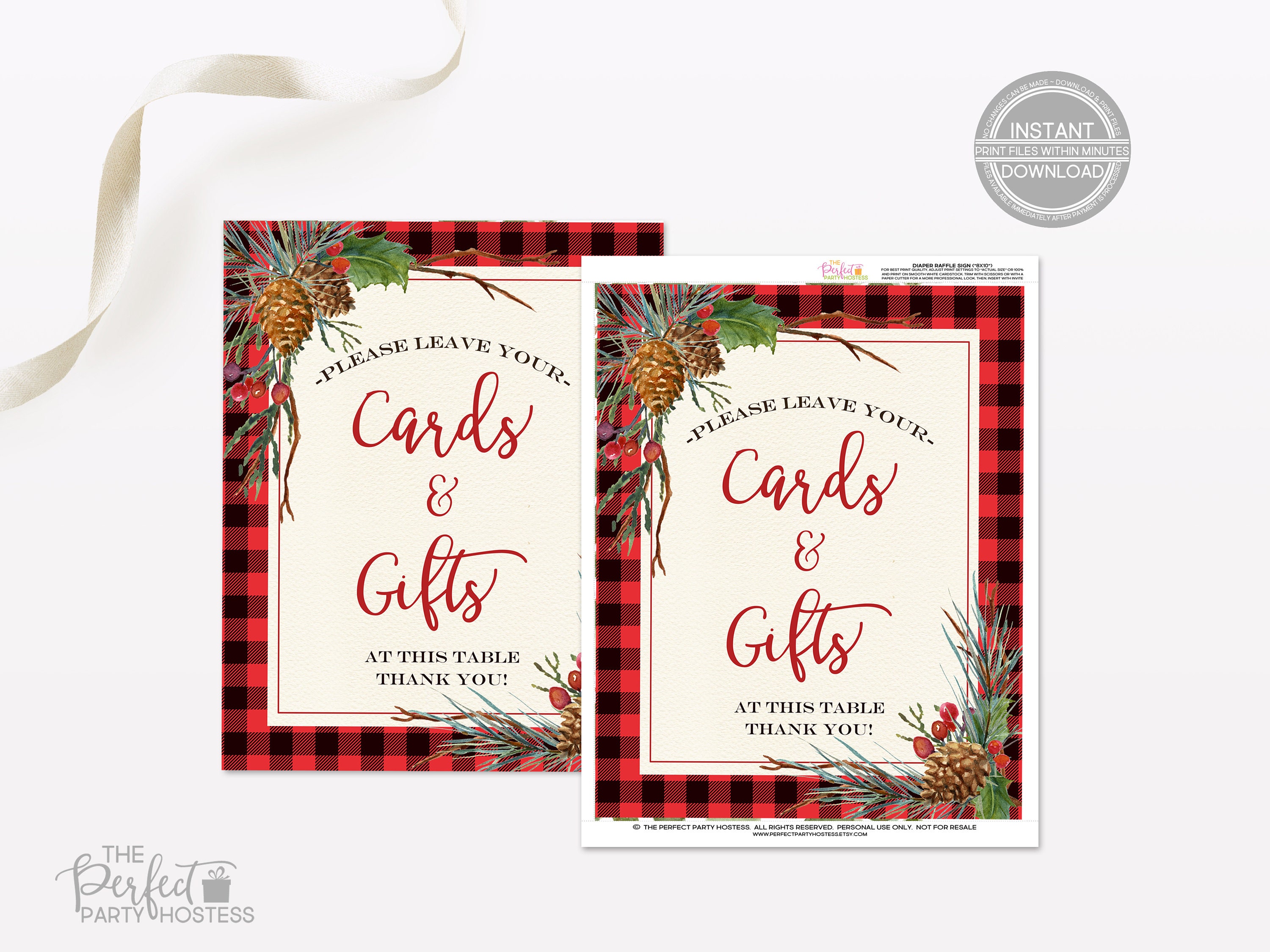 Buffalo Plaid Gift and Cards Table Sign Gift and Cards Table - Etsy