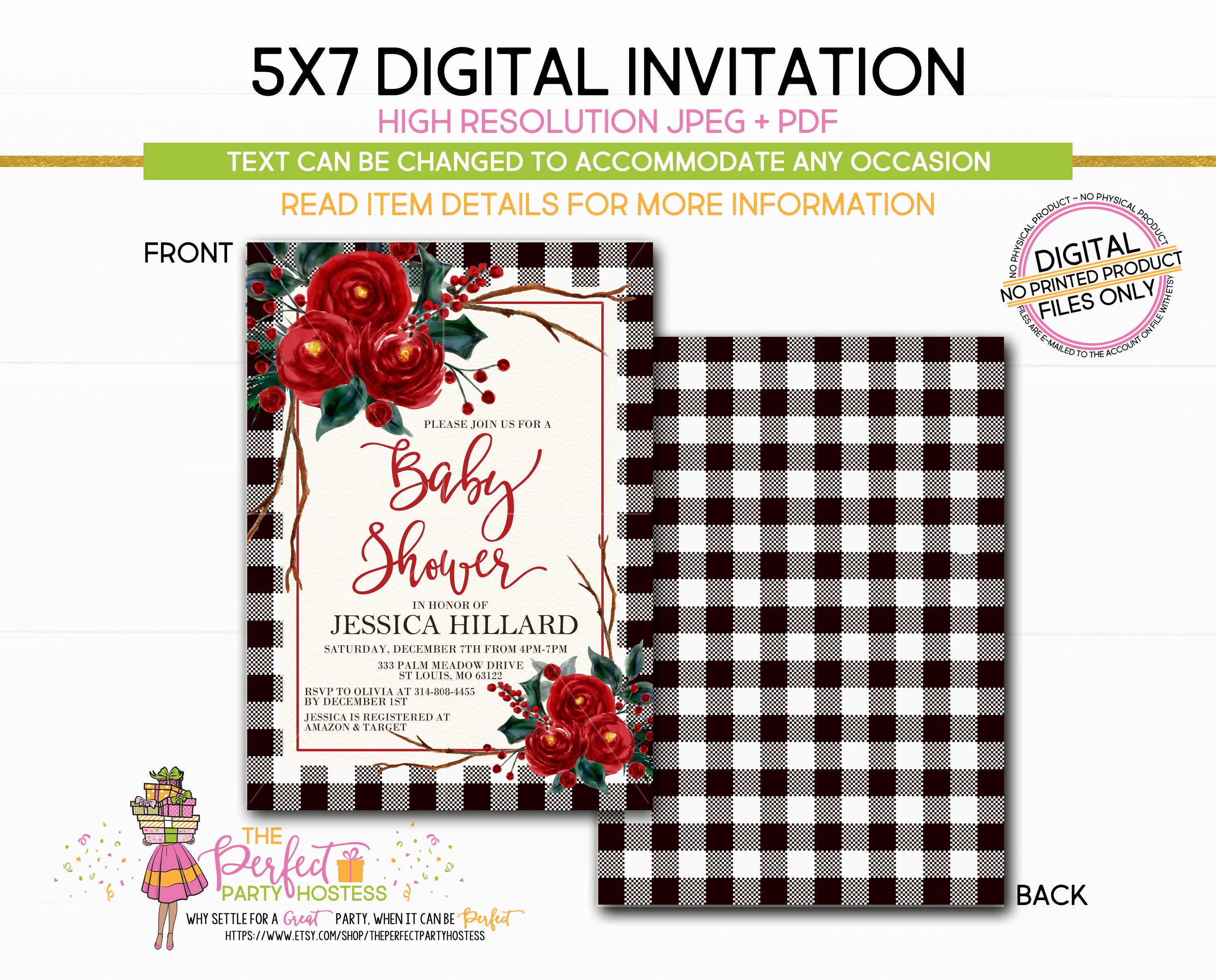 Buffalo Plaid Baby Shower Invitation Buffalo Plaid Baby | Etsy