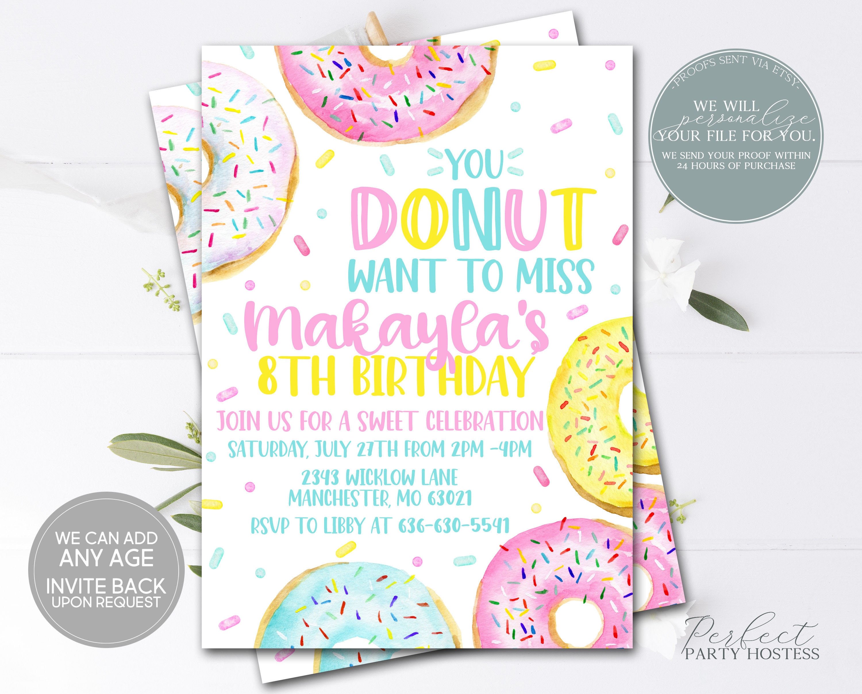 Birthday Food Table Sign, Donut Birthday Party Decor, Printable Food ...