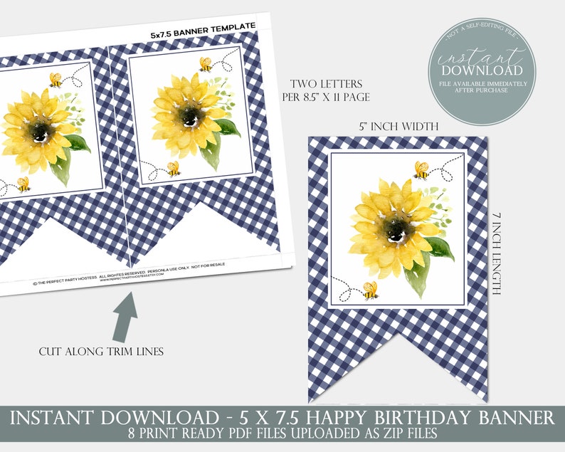 Sunflower HAPPY BIRTHDAY Banner Little Sunflower Birthday Party ...