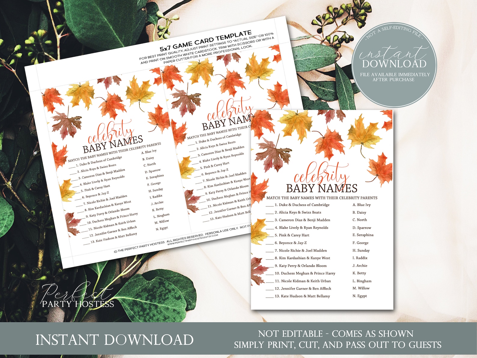 Celebrity Baby Names Game, Guess the Celebrity Baby Names, Printable ...