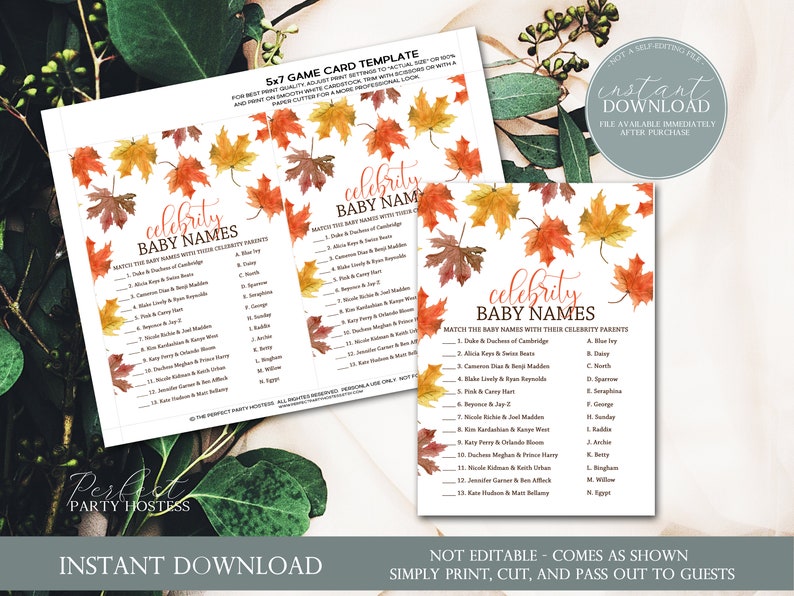 Celebrity Baby Names Game, Guess the Celebrity Baby Names, Printable ...