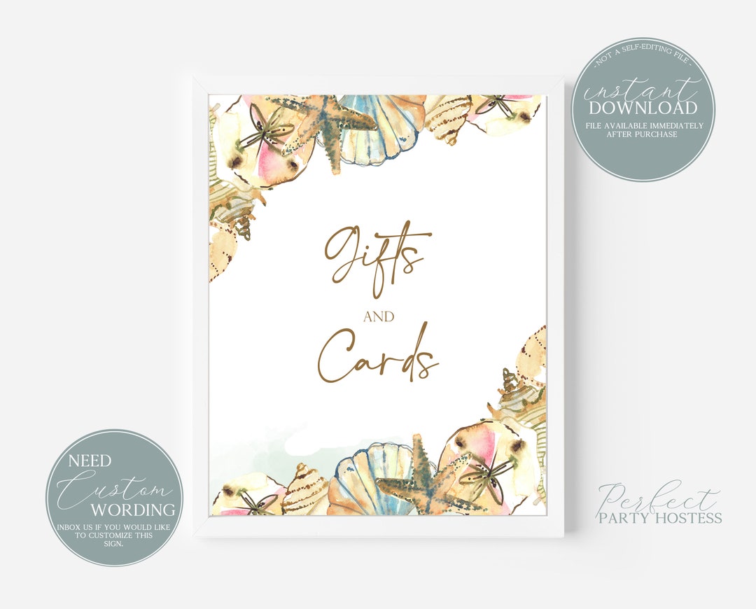 Beach Baby Shower Gift and Cards Table Sign Seashell Baby Shower Gift ...