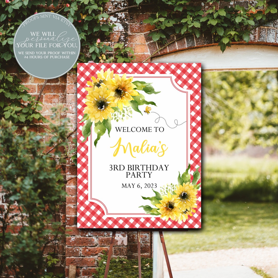 Sunflower Birthday Party Welcome Sign Sunflower Welcome Sign Little ...