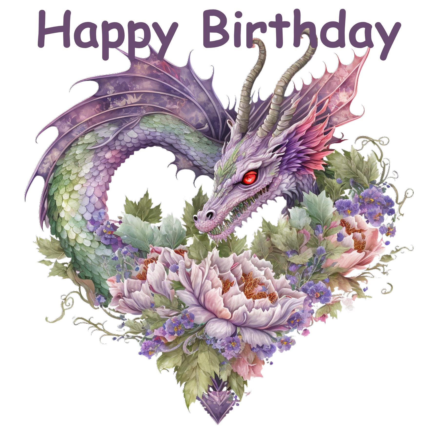 Dragon Birthday Card, Card for Her, Birthday Greeting Card, Birthday ...