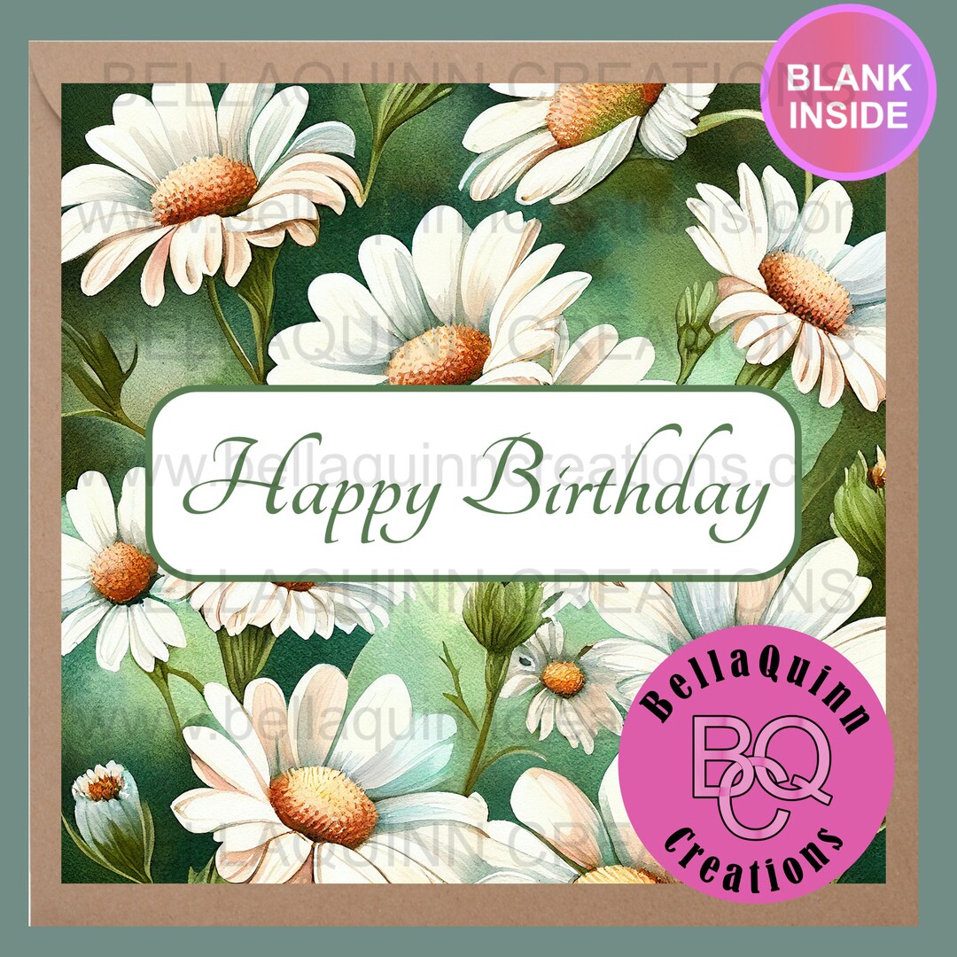 Daisy Happy Birthday Greeting Card, Best Wishes, Congratulations - Etsy