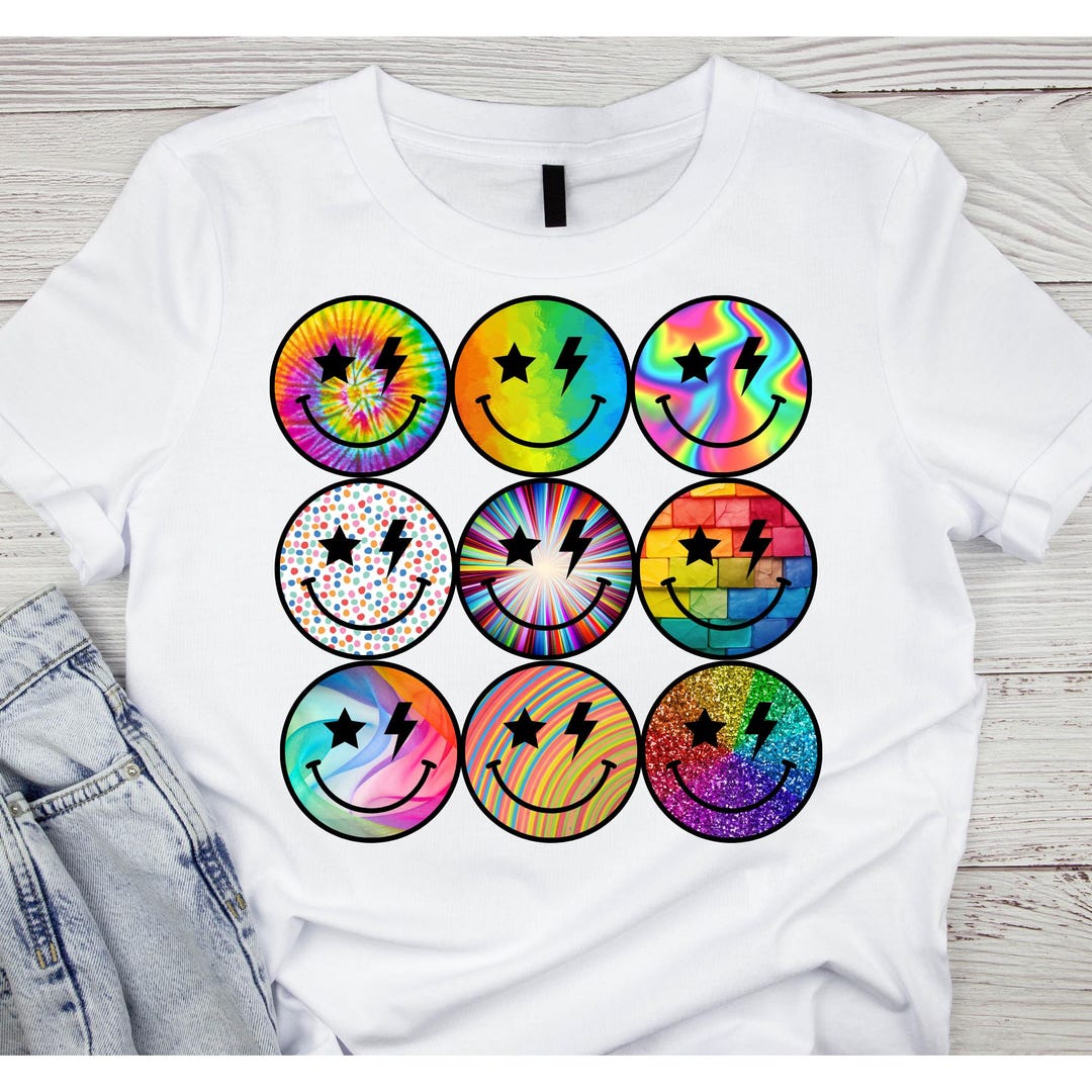 Neon Smiley Face PNG, Neon Smiley Face Png, Hippie PNG, Trendy - Etsy