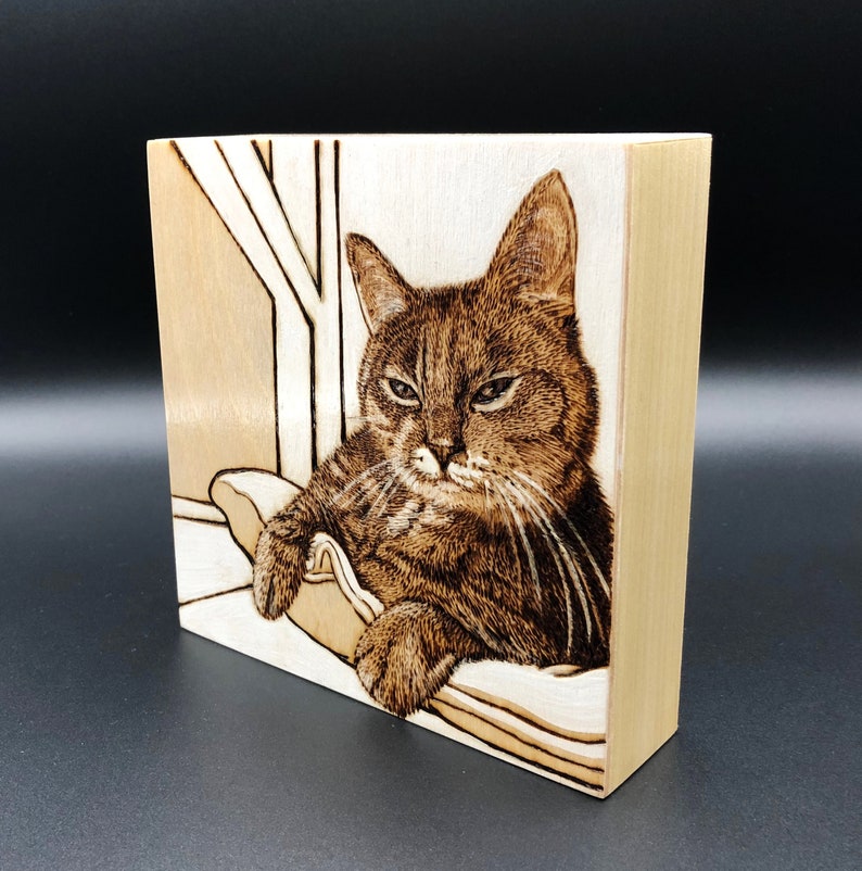 6x6 Inch Example Piece for Wood-burned Pet Portrait Custom | Etsy